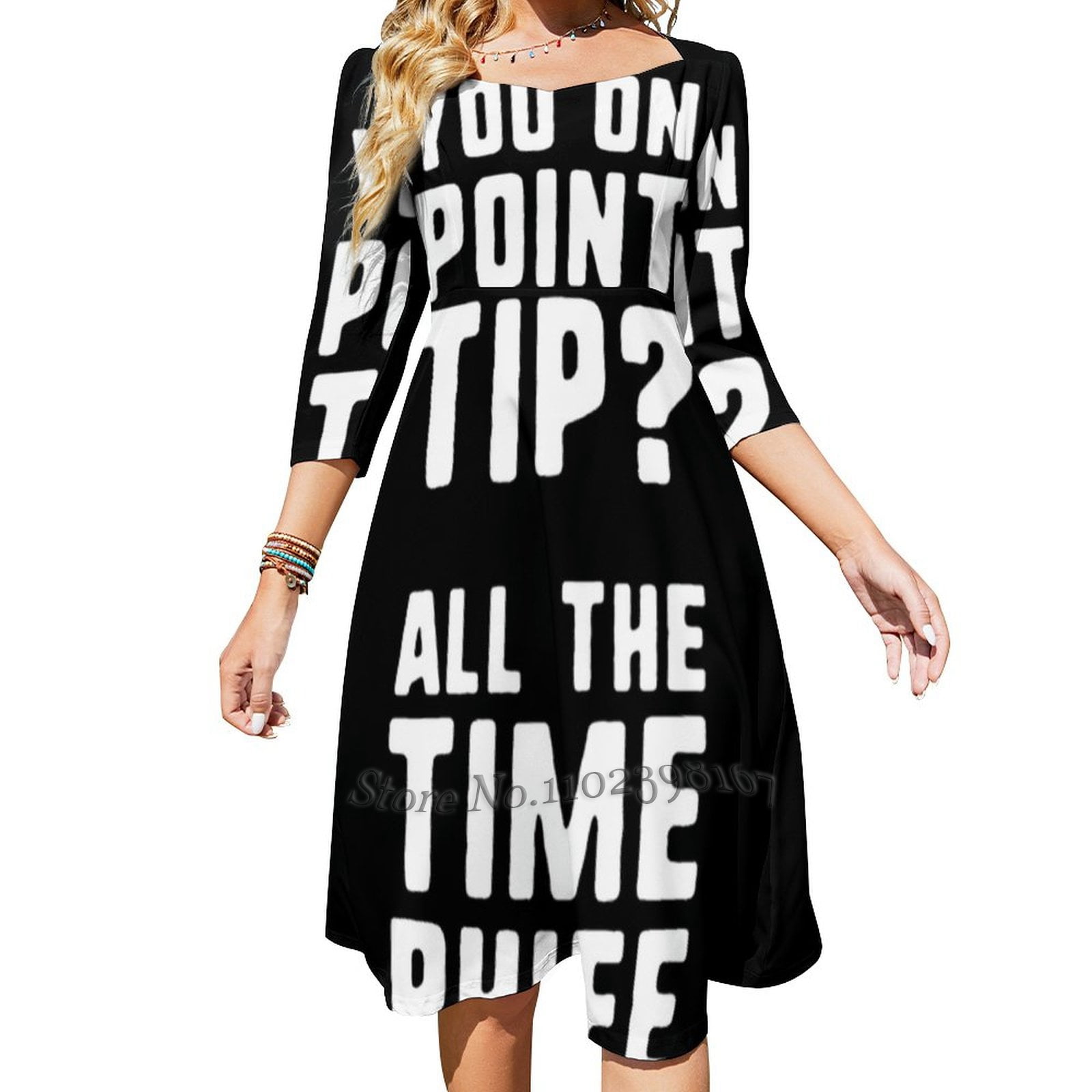 You On Point Tip All The Time Phife Flare Dress Square Neck Dress ...