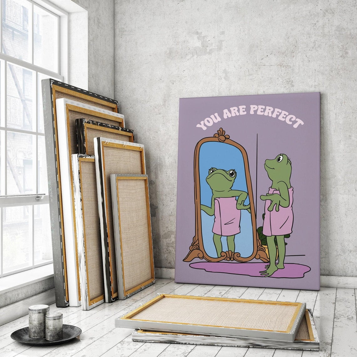 You Are Perfect Self Love Bathroom Poster, Retro Frog Motivational ...