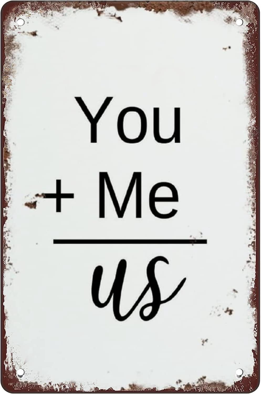 You Plus Me Relationship Metal Tin Sign Funny Novelty Metal Sign Retro ...