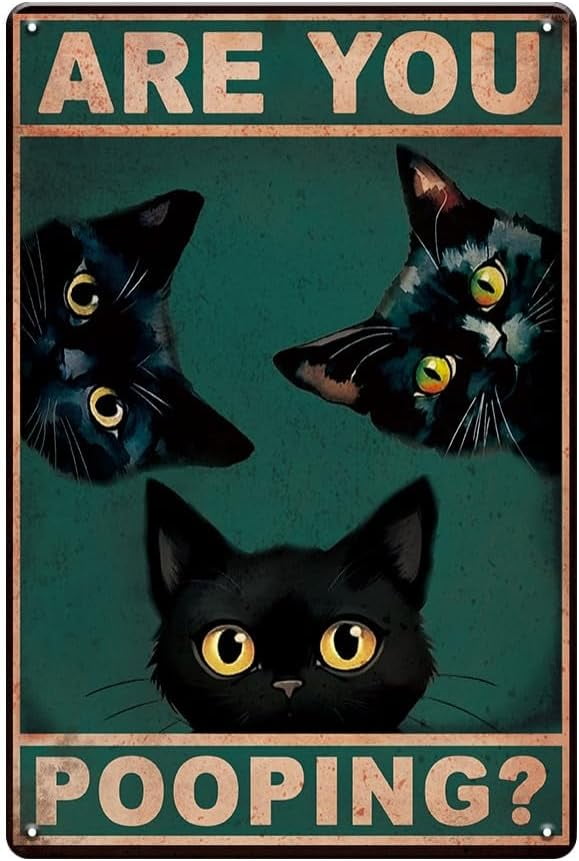 Are You Pooping Cat Sign - Funny Bathroom Signs Decor, Metal Vintage ...