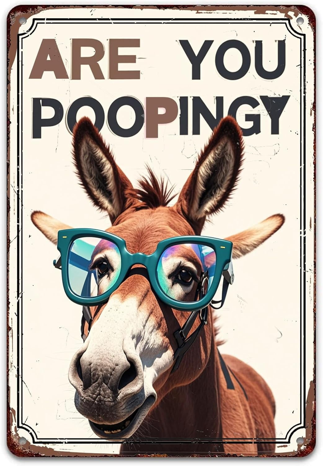 Are You Pooping Creative Tin Sign Metal Retro Wall Decor,Funny Donkey ...