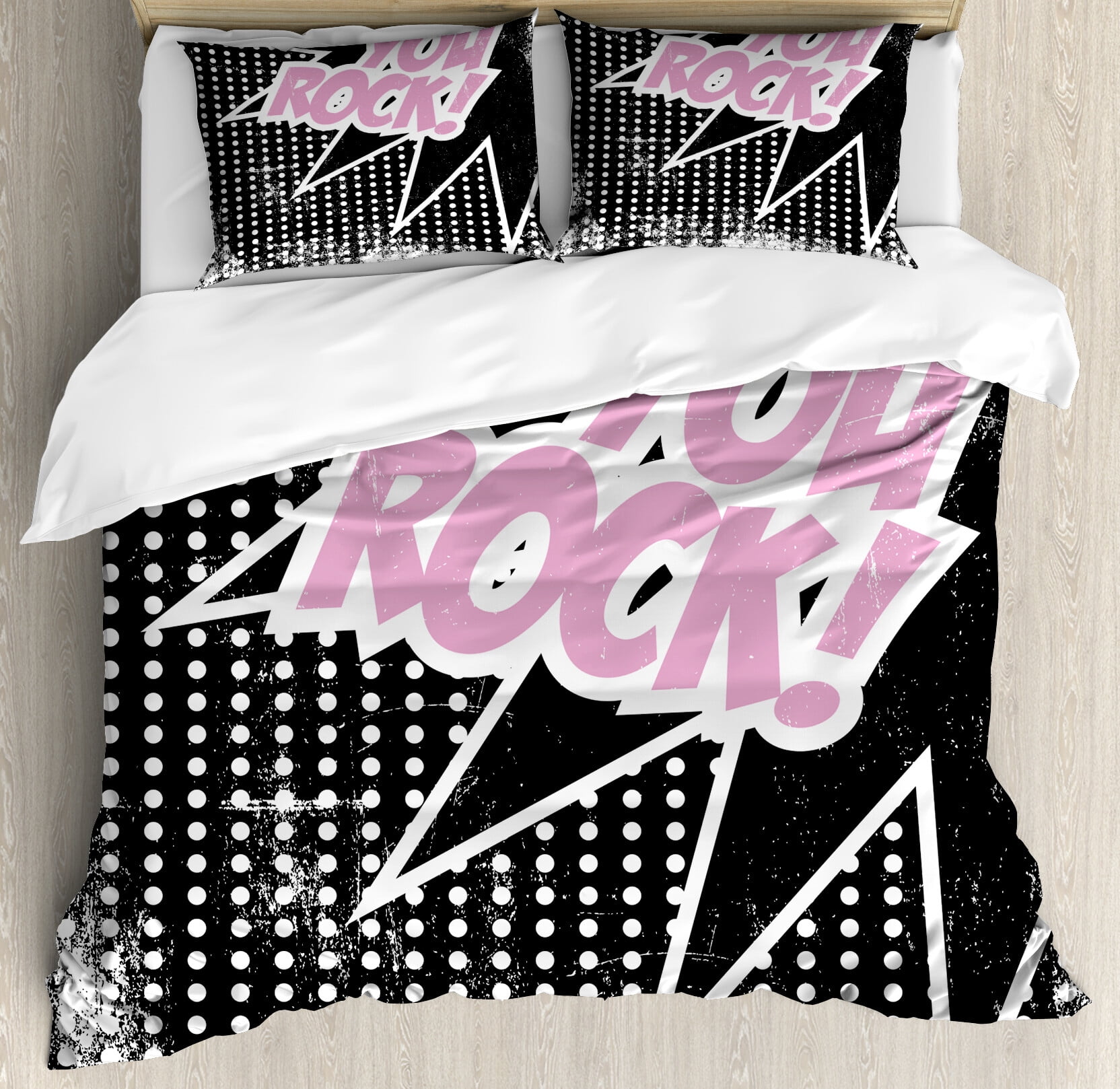 You Rock Duvet Cover Set, Halftone Background and Pop Art Style ...