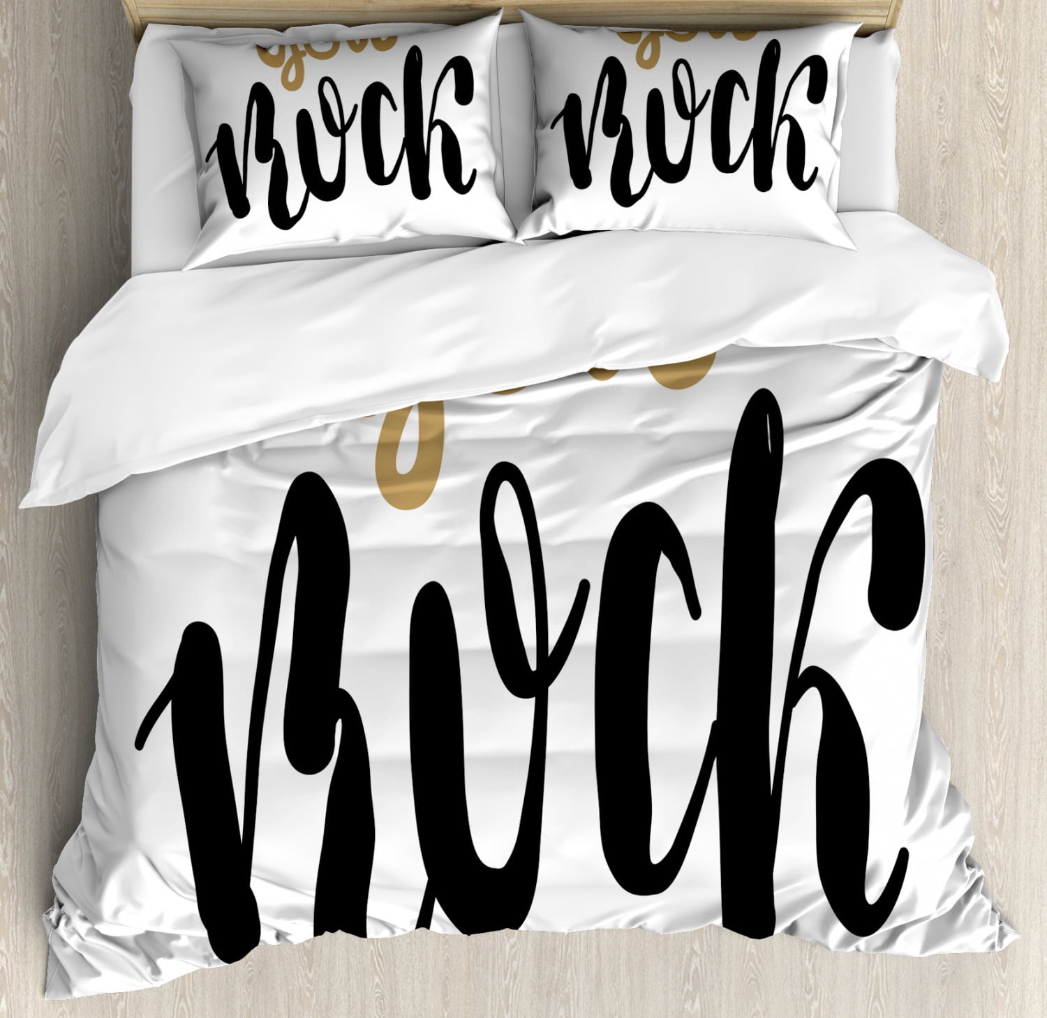 You Rock Duvet Cover Set Queen Size, Cursive Typography Lettering ...