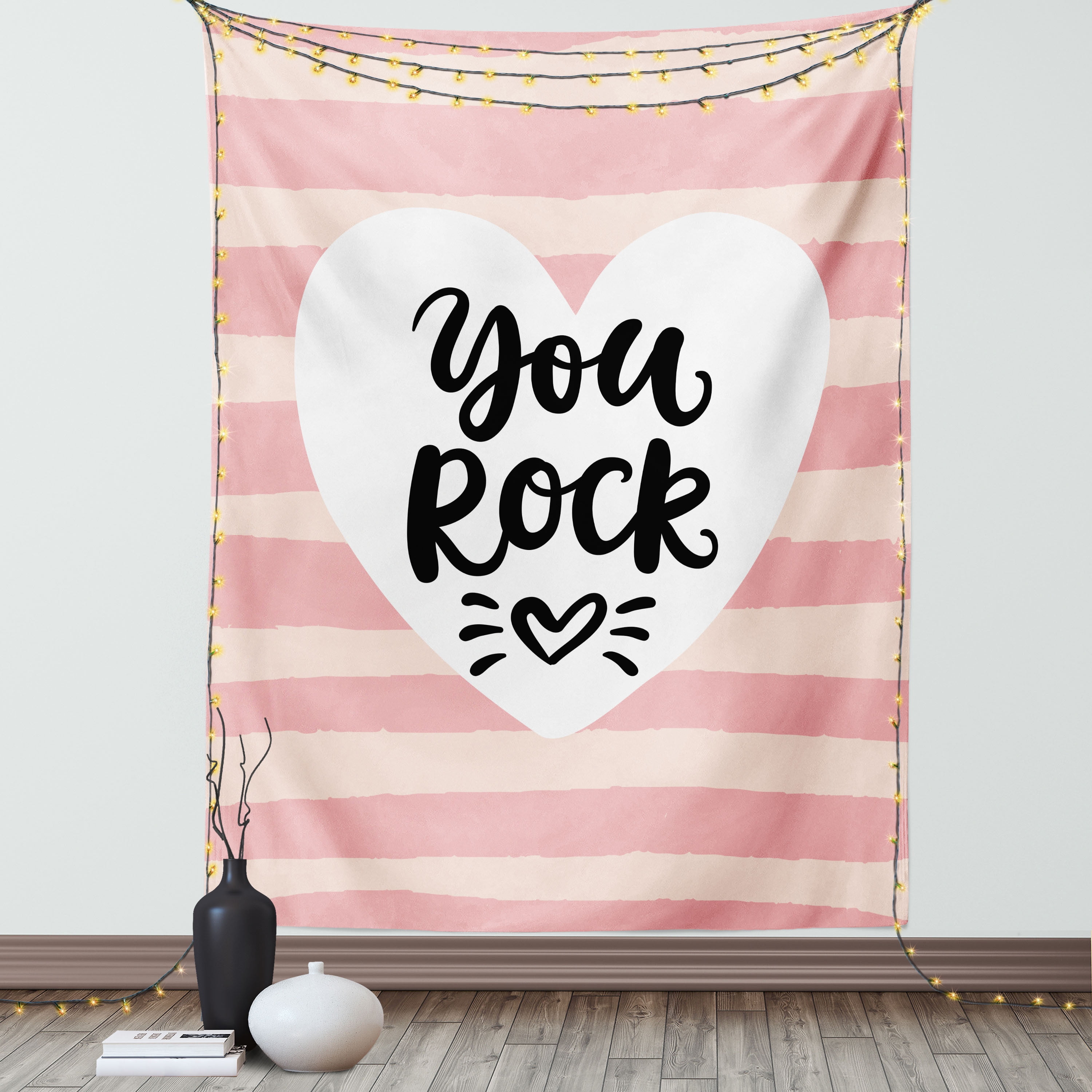 You Rock Tapestry, Cursive Motivational Typography on Striped ...
