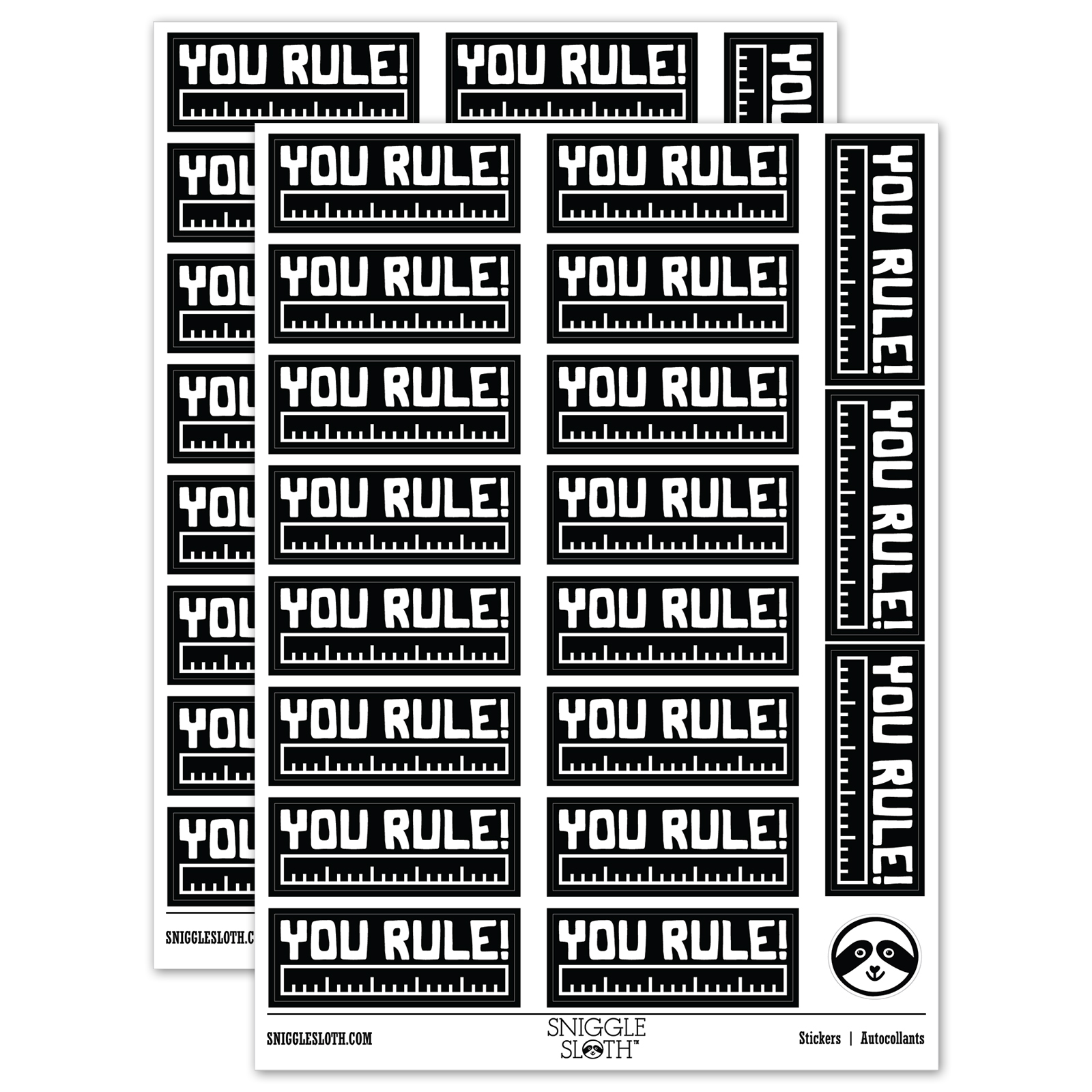 You Rule Ruler Teacher Student School Sticker Set - Black - Gloss ...