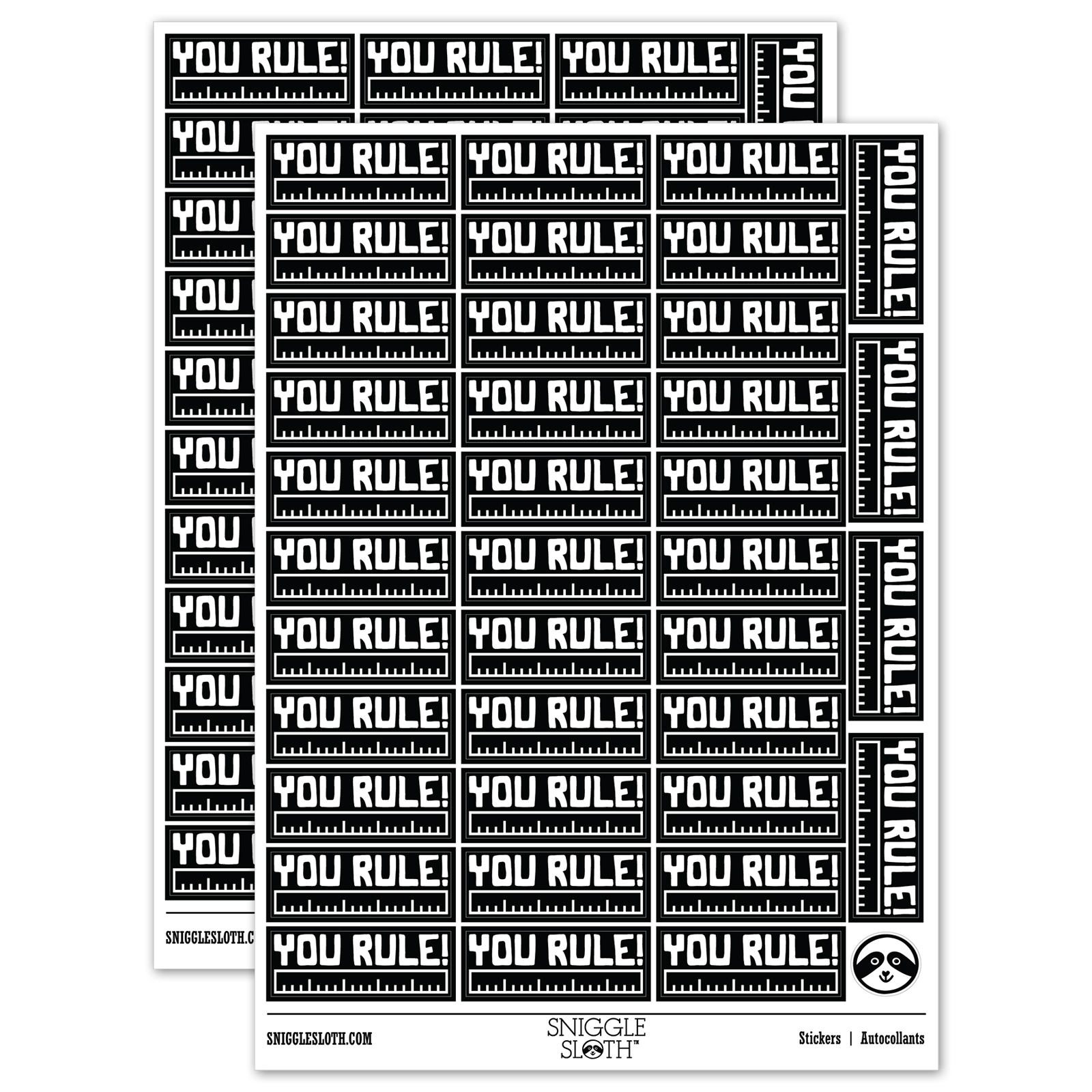 You Rule Ruler Teacher Student School Sticker Set - Black - Matte ...