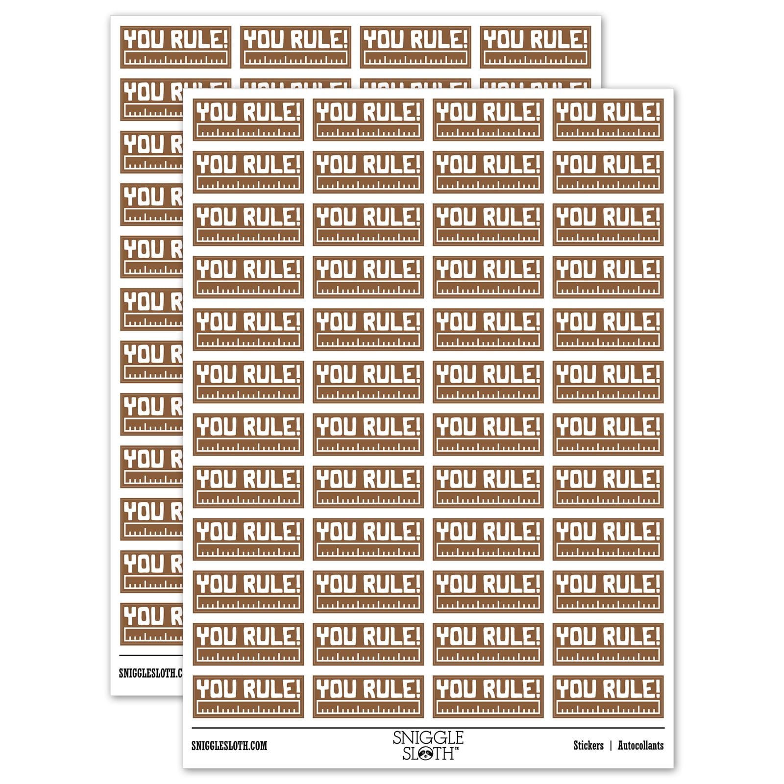 You Rule Ruler Teacher Student School Sticker Set - Brown - Gloss ...