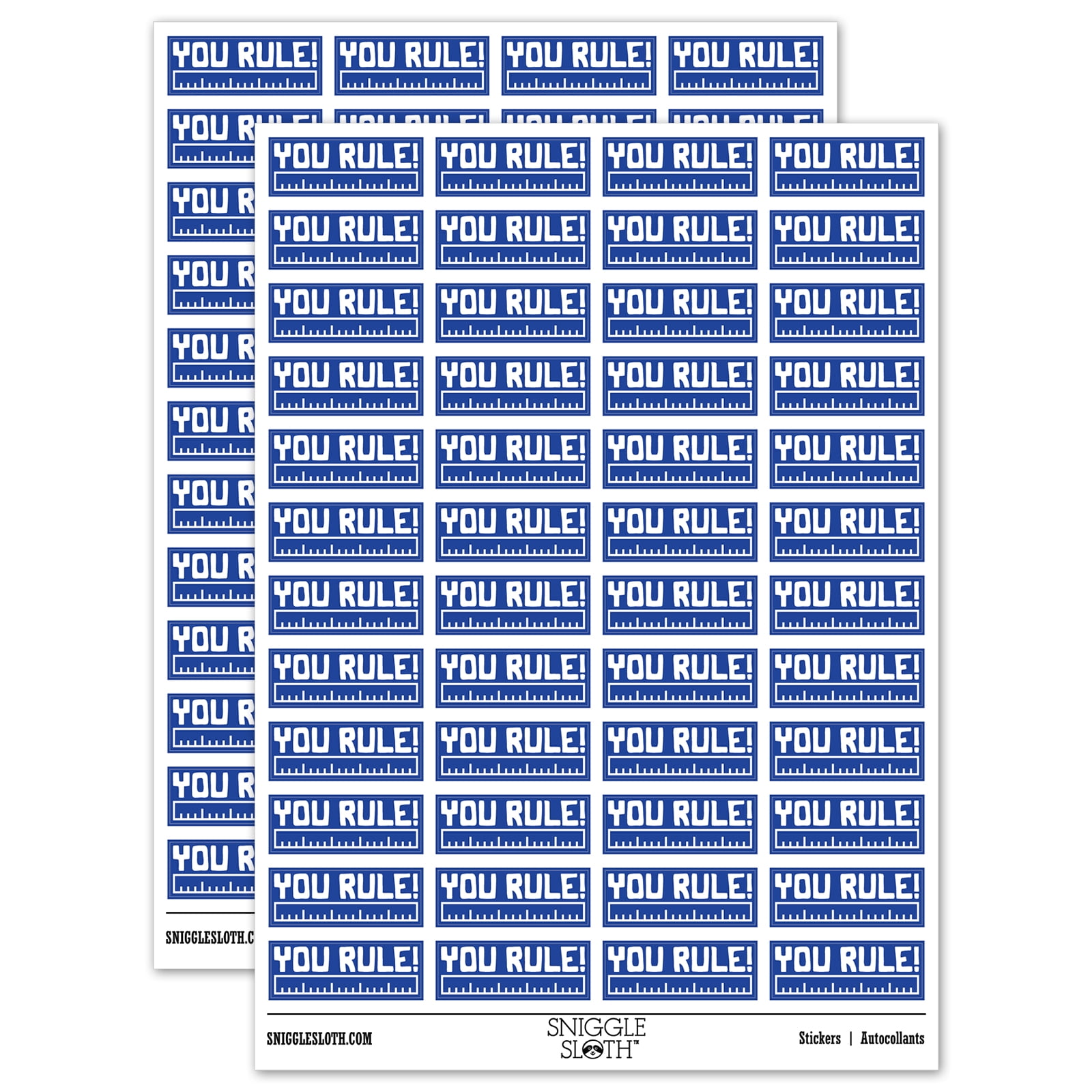 You Rule Ruler Teacher Student School Sticker Set - Dark Blue - Matte ...