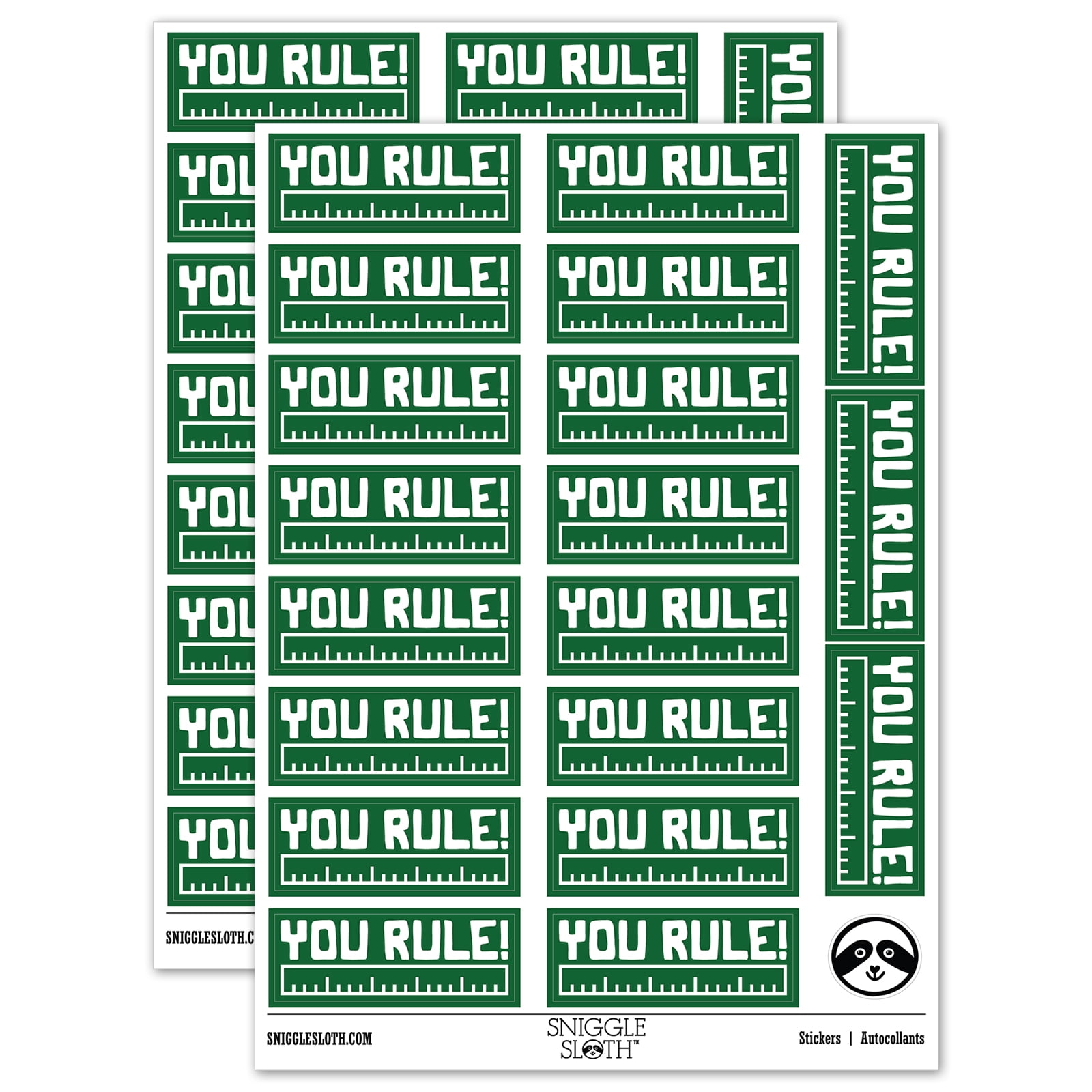 You Rule Ruler Teacher Student School Sticker Set - Dark Green - Matte ...