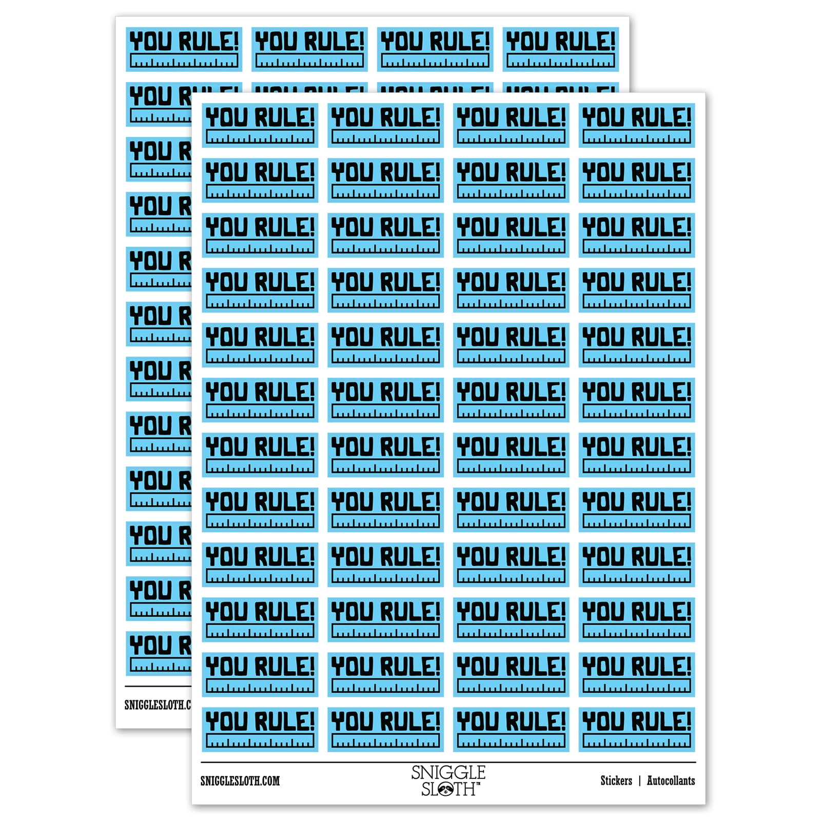 You Rule Ruler Teacher Student School Sticker Set - Light Blue - Matte ...
