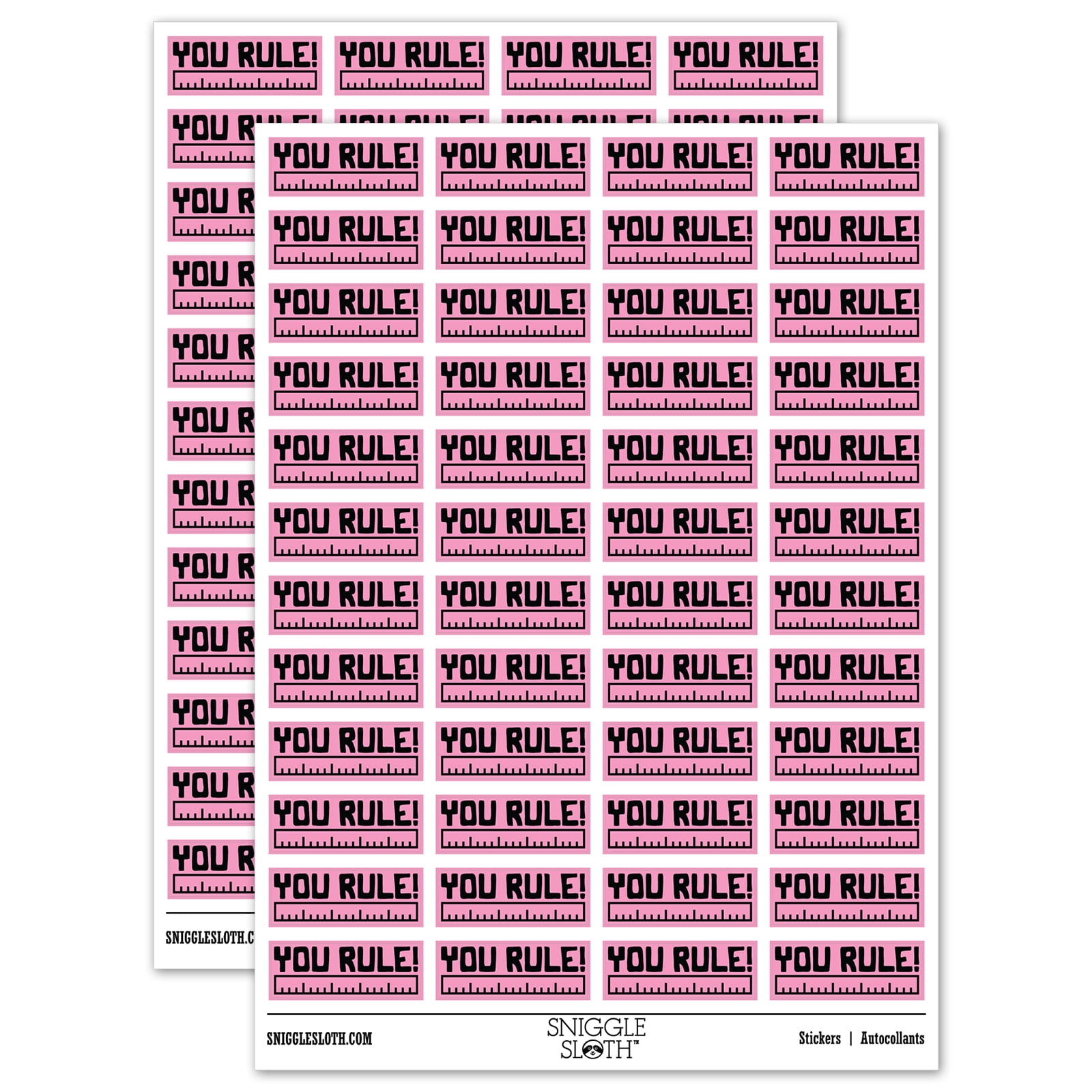 You Rule Ruler Teacher Student School Sticker Set - Light Pink - Gloss ...