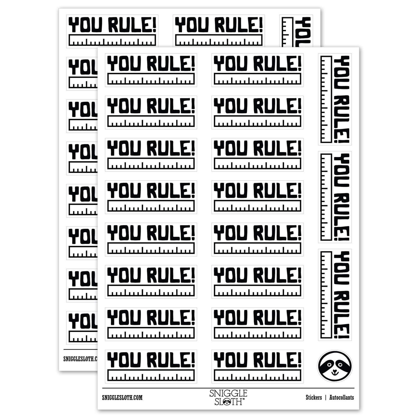 You Rule Ruler Teacher Student School Sticker Set - White - Gloss ...