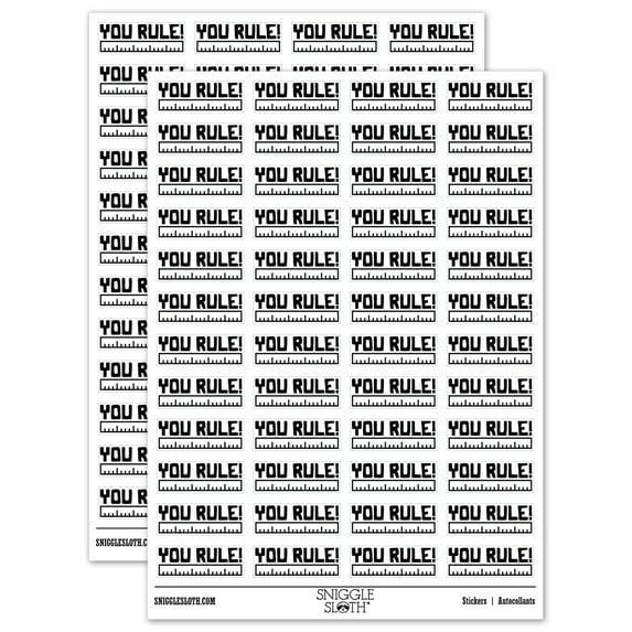 You Rule Ruler Teacher Student School Sticker Set - White - Matte ...
