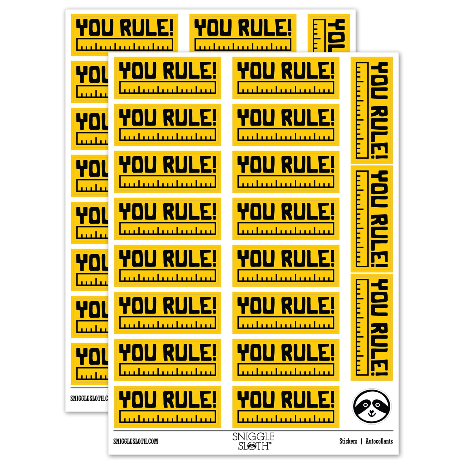 You Rule Ruler Teacher Student School Sticker Set - Yellow - Gloss ...