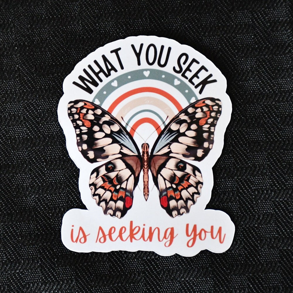 What You Seek Is Seeking You Sticker, Rumi Quote Sticker, Boho Rainbow ...