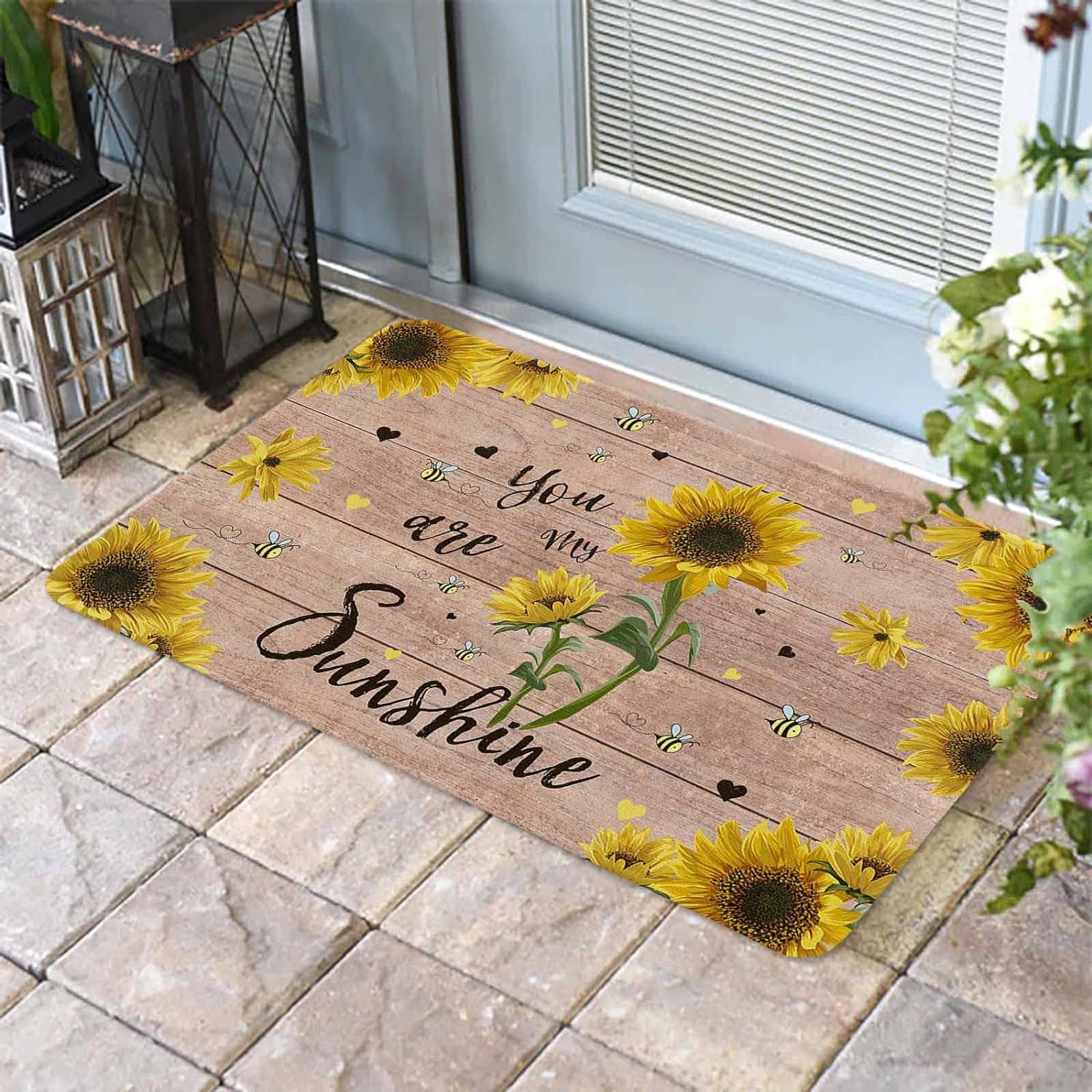 You are My Sunshine Doormat Spring Flower Entrance Door Mat Sunflower ...
