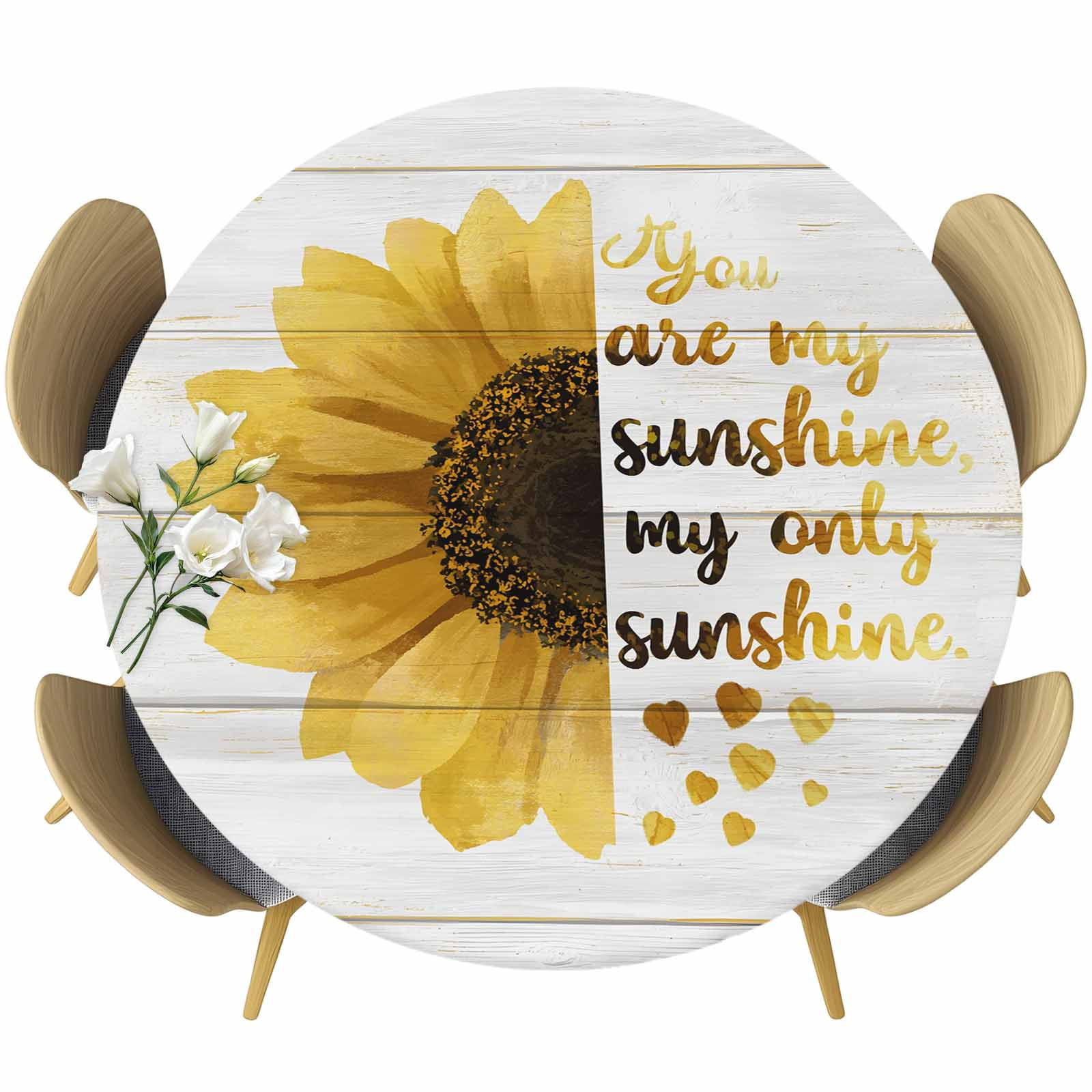 You Are My Sunshine Round Fitted Tablecloth with Elastic Edge, Vintage ...
