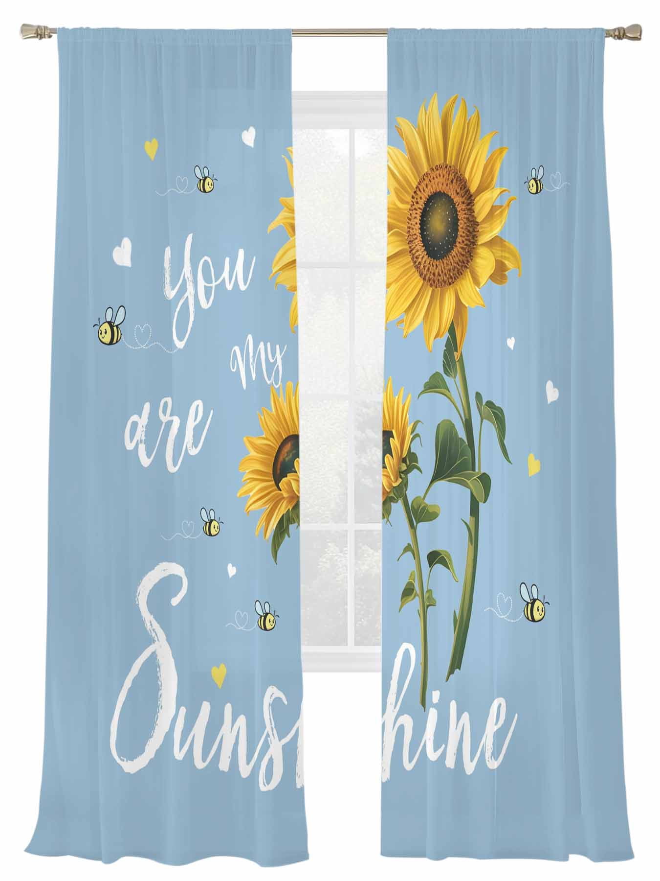 You Are My Sunshine Sheer Curtains 2 Panels Set Vintage Country Yellow ...