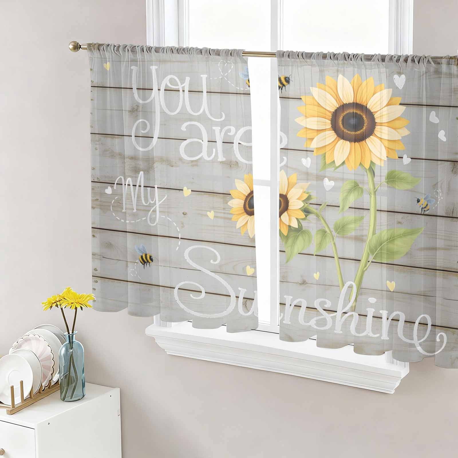 You Are My Sunshine Sheer Curtains 54 Inch Length 2 Panels for Living ...
