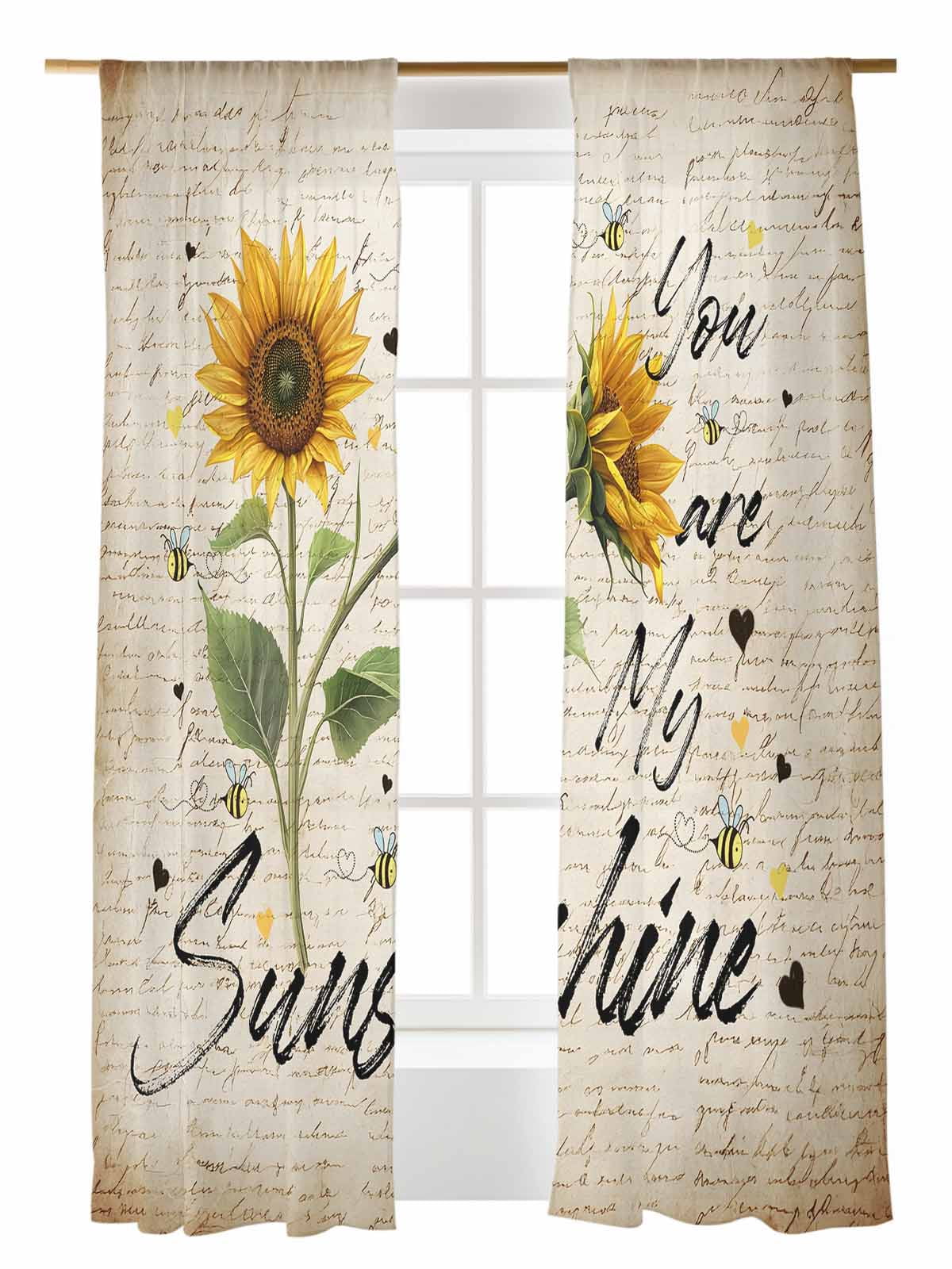 You Are My Sunshine Sheer Curtains 84 inches Long 2 Panels Set ...