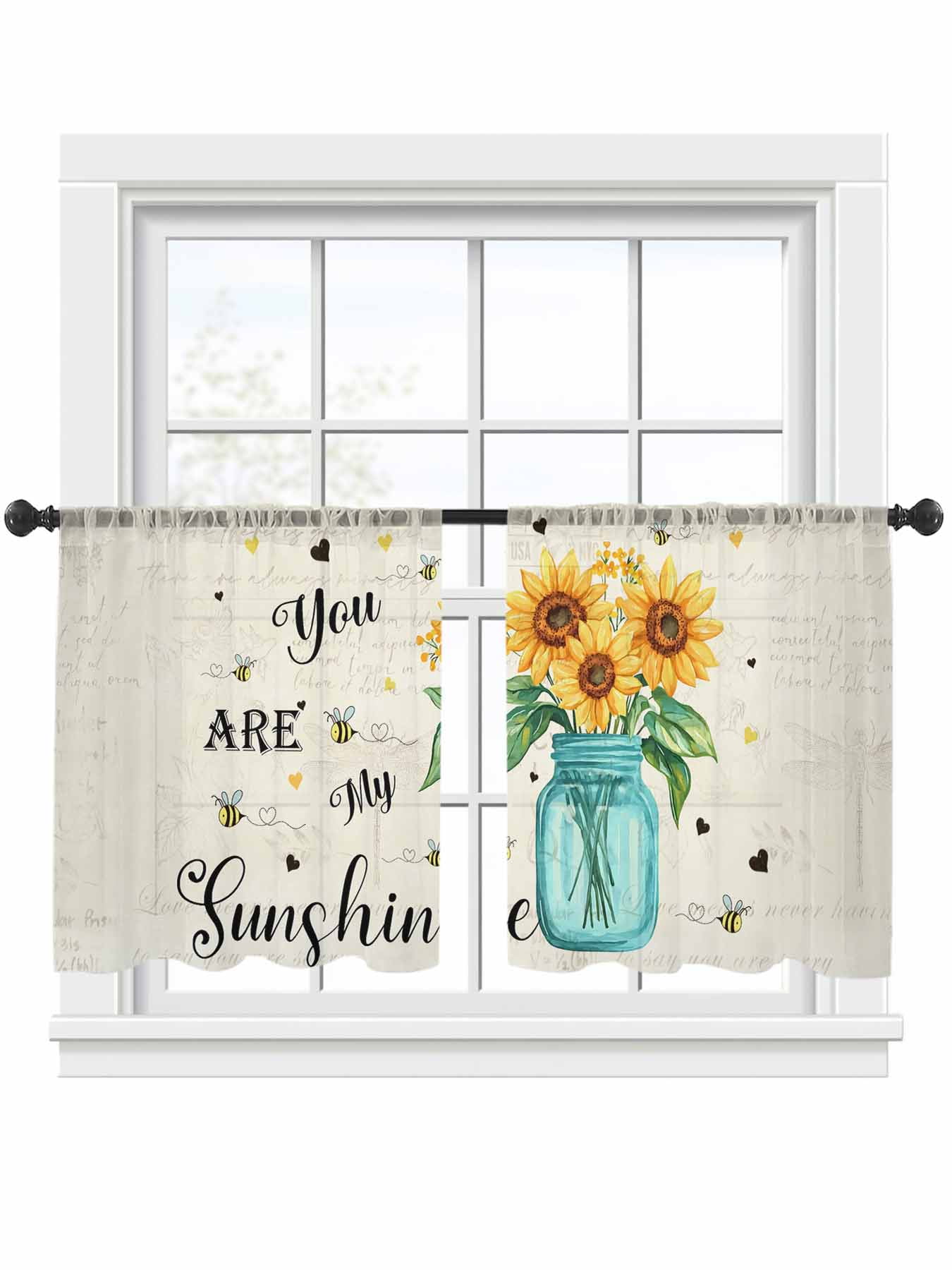You Are My Sunshine Sheer Curtains for Living Room Bedroom, Retro ...