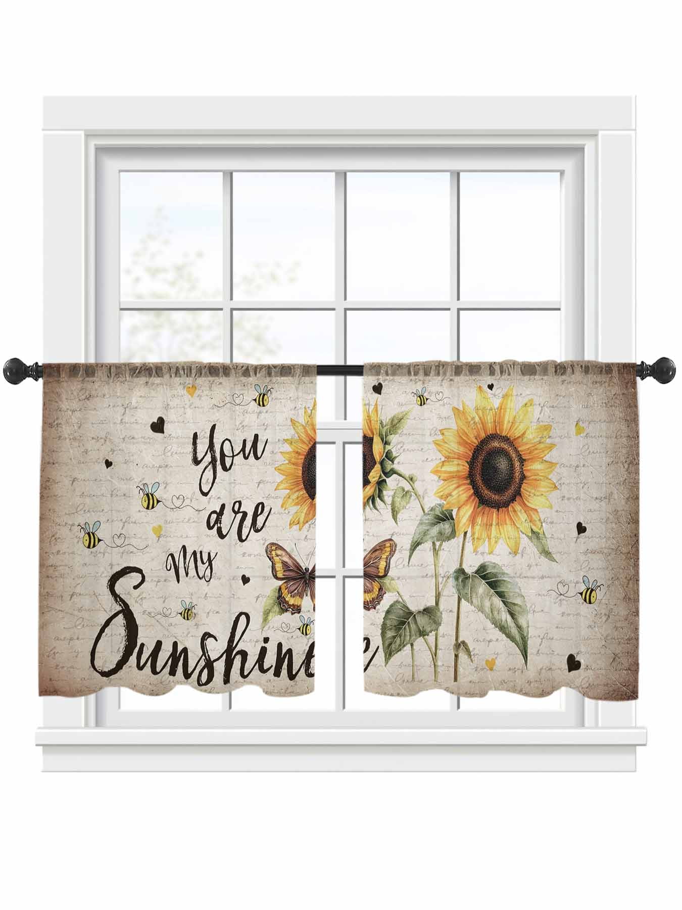 You Are My Sunshine Sheer Curtains for Living Room Bedroom, Sunflowers ...