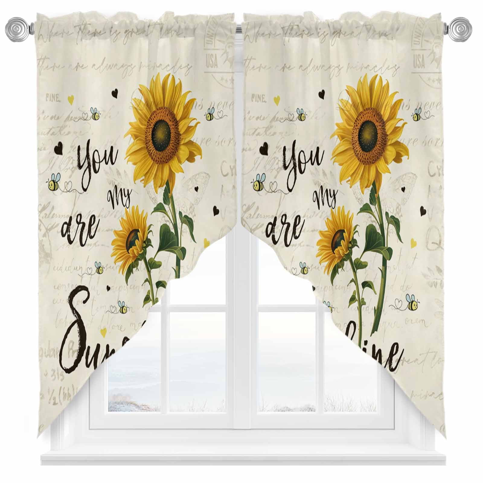 You Are My Sunshine Swag Kitchen Curtain Valances, Yellow Sunflower ...
