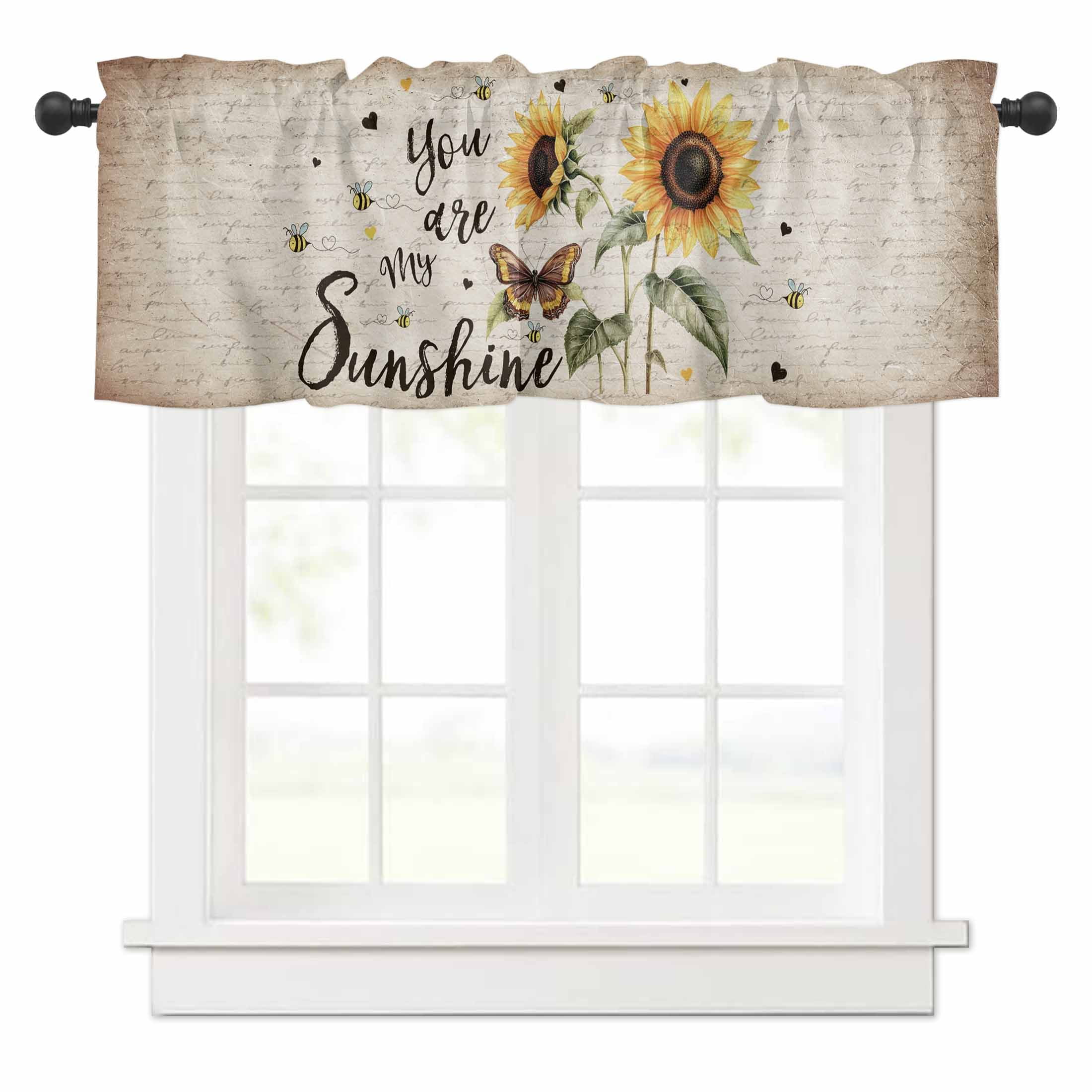 You Are My Sunshine Valances for Windows Sunflowers Flower Bee Farm Rod ...