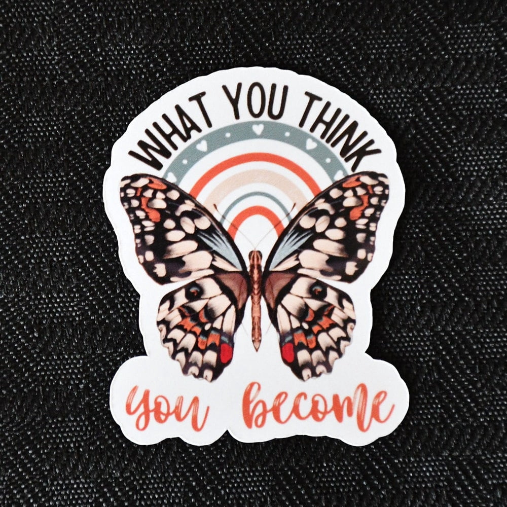 What You Think You Become Sticker, Buddha Quote Sticker, Boho Rainbow ...