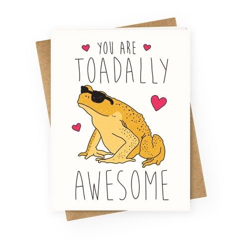 You Are Toadally Awesome Greeting Card – Cute Frog Design with Hearts ...