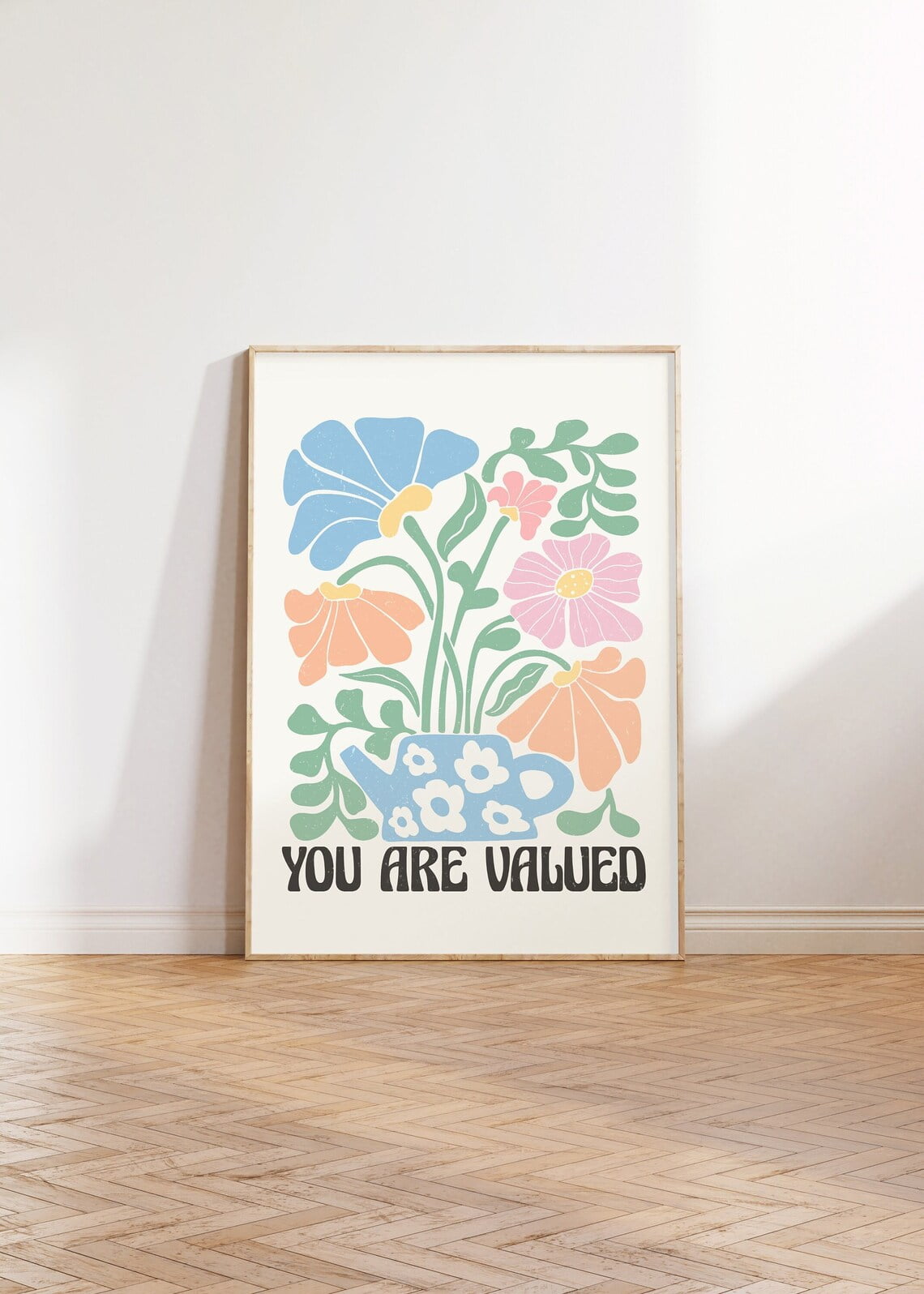 You Are Valued Poster, Pastel Flowers Posters, Positive Quote Poster ...