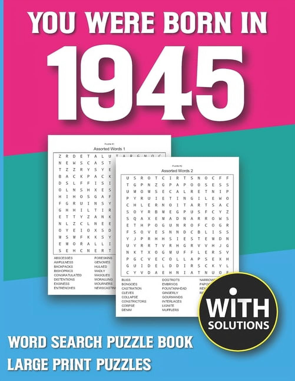 You Were Born In 1945 : Word Search Puzzle Book: 1500+ Words Find Game ...