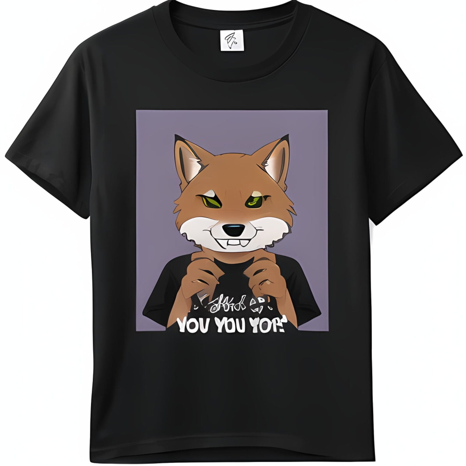 You Wolf You Cartoon Wolf Middle Fingers T-Shirt in Black Cute Cartoon ...