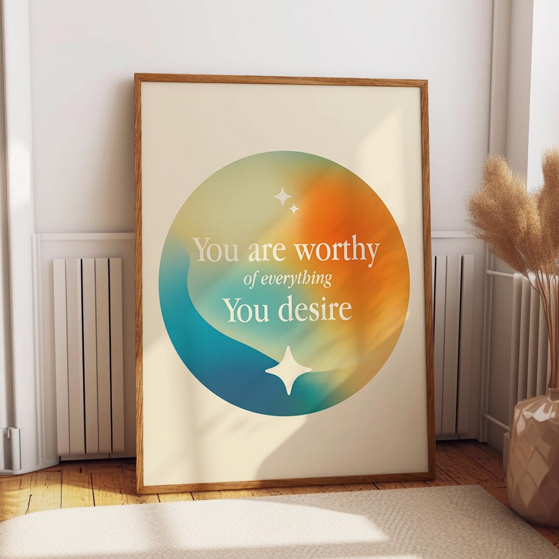 You Are Worthy Print - Gradient Color Positive Affirmation Poster ...