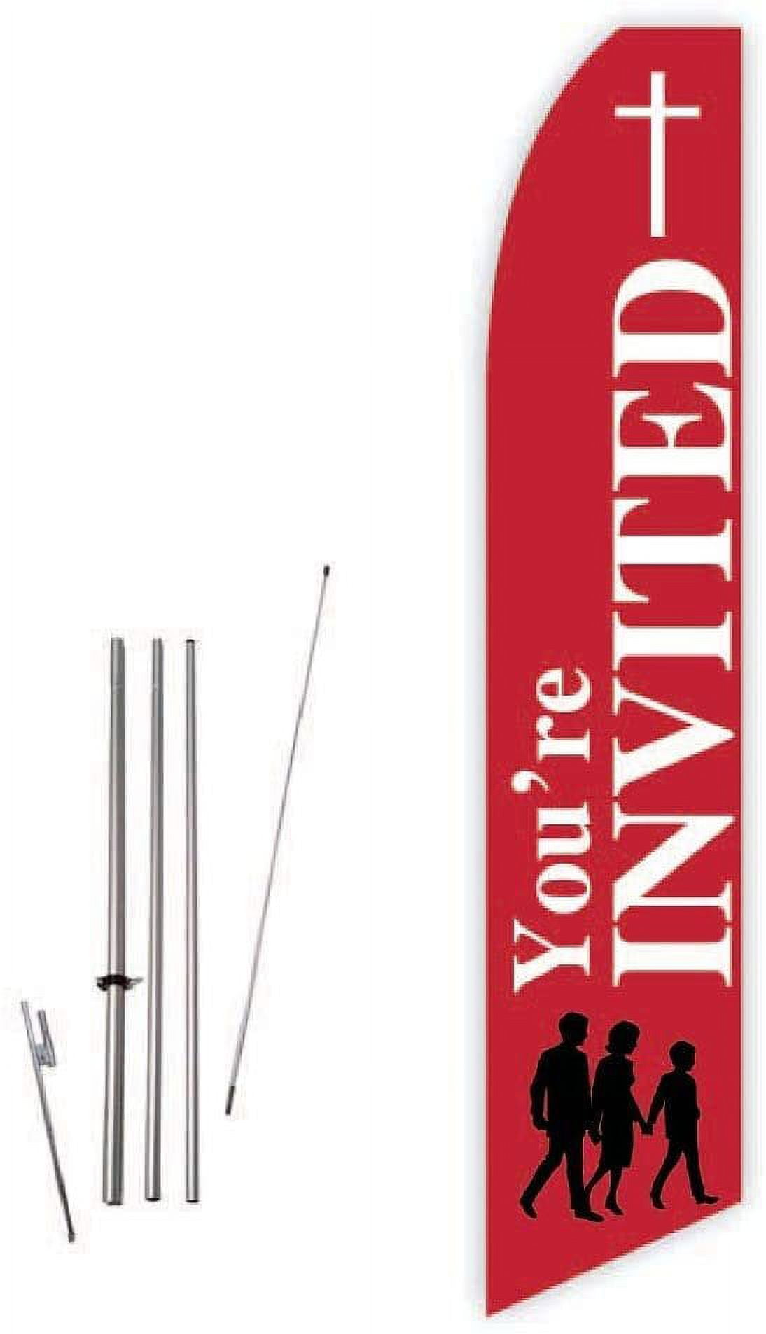 You are Invited Red Super Novo Feather Flag - Complete with 15ft Pole ...