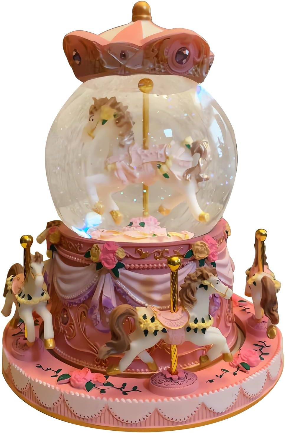 You are My Sunshine Music Box Carousel Horse Color Lights Musical Snow ...