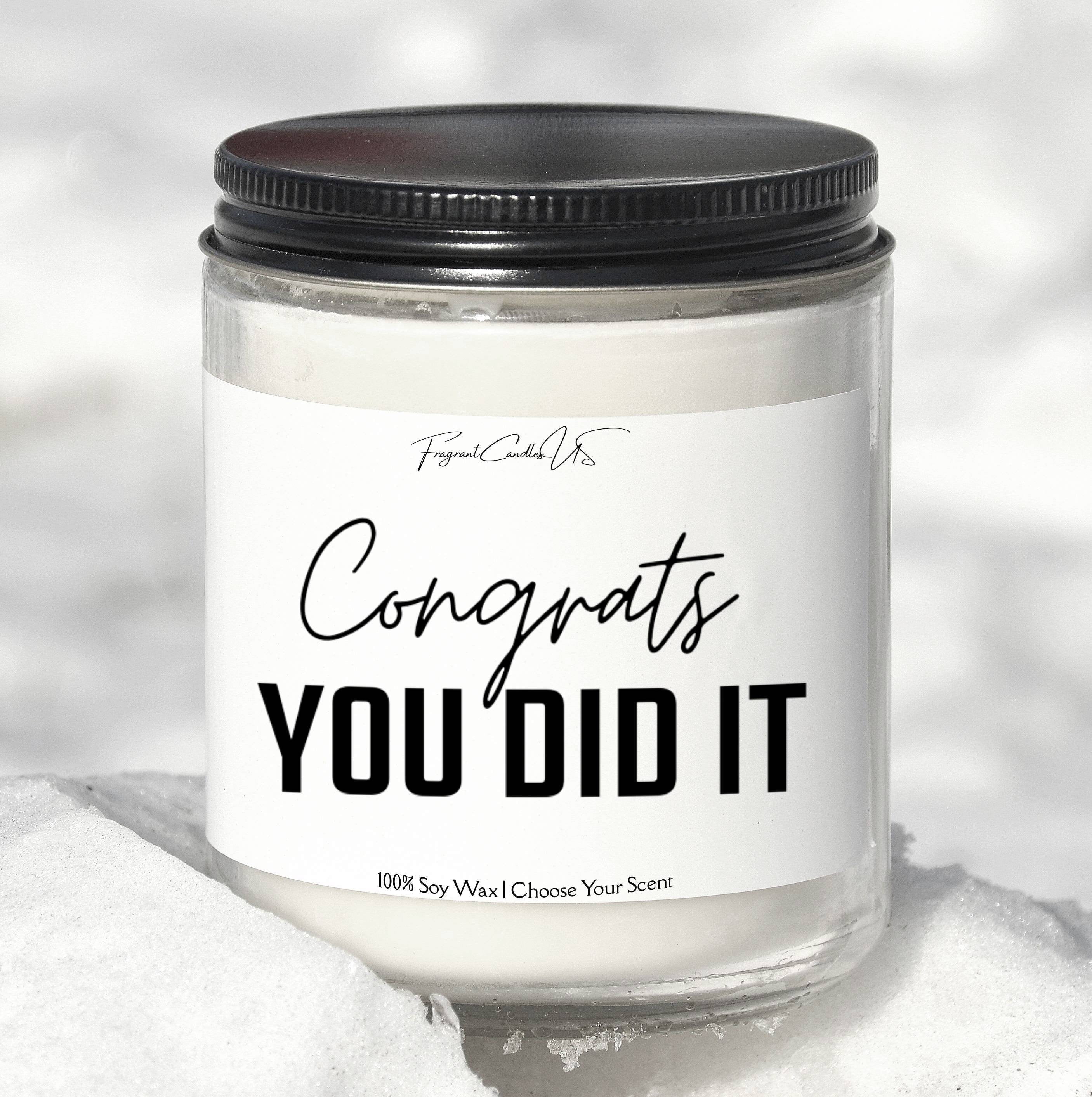 You did it, graduation candle, Motivational Gift, graduation gift for ...
