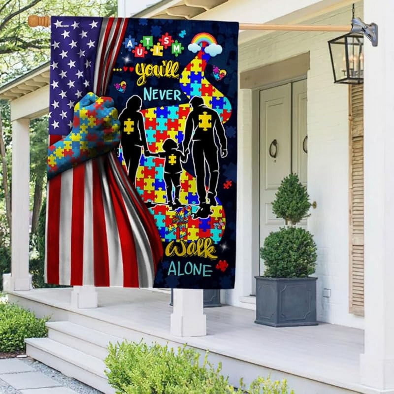 You'll Never Walk Alone. Autism Awareness Flag, Garden Flag-USA House ...