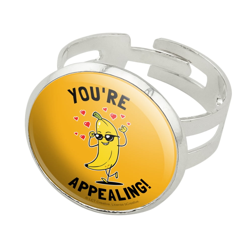 You're Appealing Banana Funny Humor Silver Plated Adjustable Novelty ...
