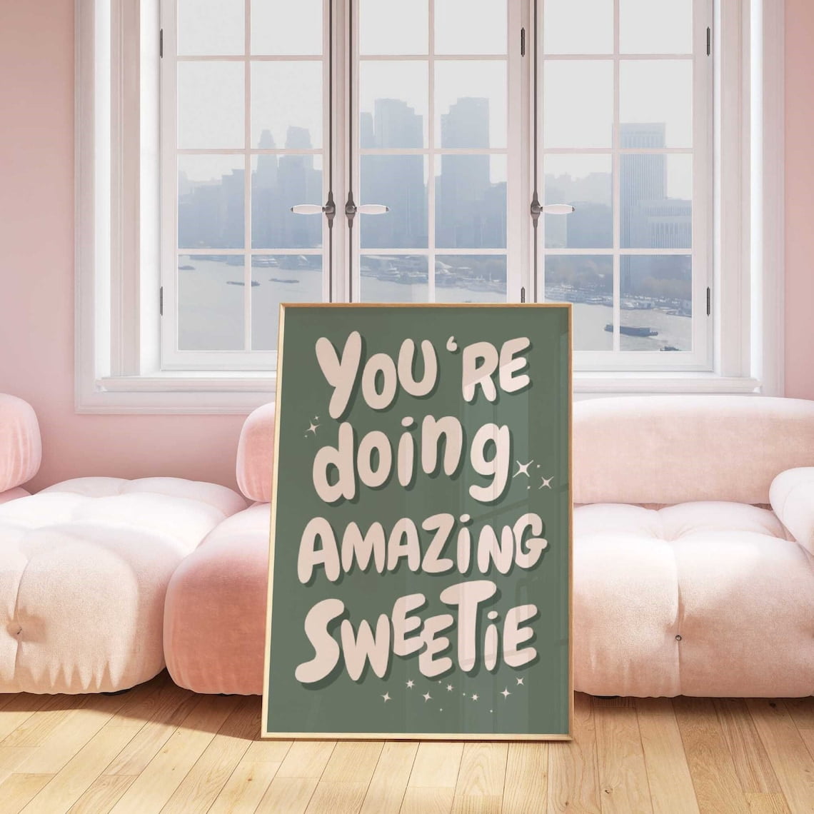 You're Doing Amazing Sweetie Sage Green Wall Art, Unframed Canvas Size ...