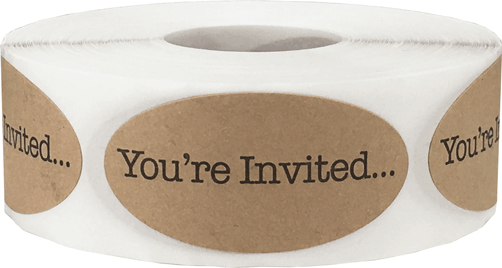 You're Invited Motivational Saying Labels Natural Kraft 1 x 2 Inch Oval ...