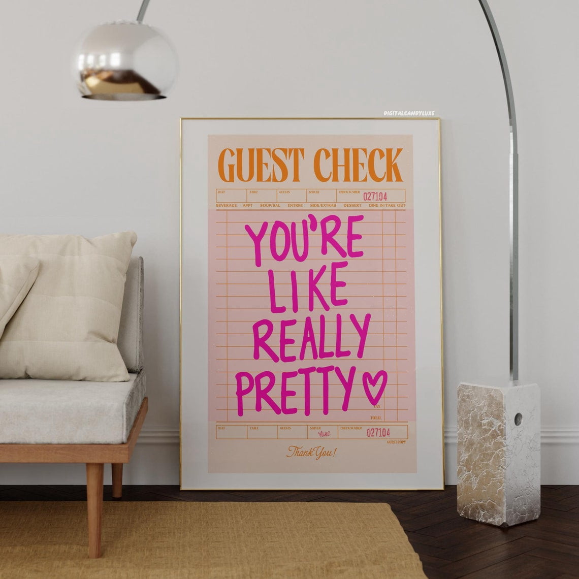 You're Like Really Pretty Guest Check Pink And Orange Poster Girly Dorm ...