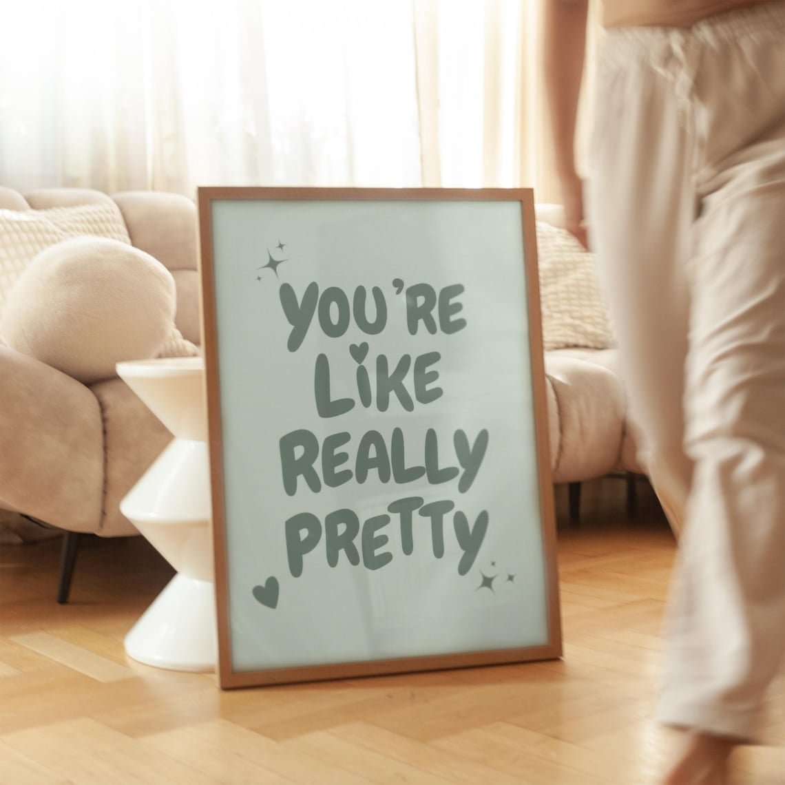 You're Like Really Pretty Sage Green Reminder Wall Art, Unframed Canvas ...