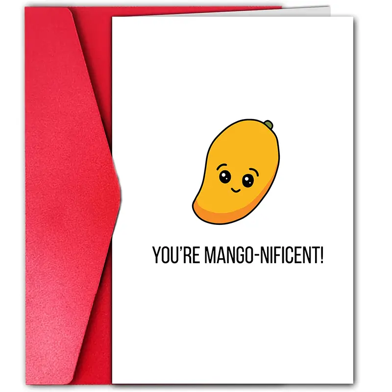 You're Mango-nificent Greeting Card – Cute Mango Design with Red ...