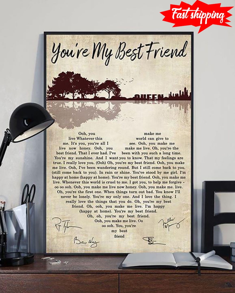 You're My Best Friend Lyrics With Guitar Lake Shadow Heart Typography ...