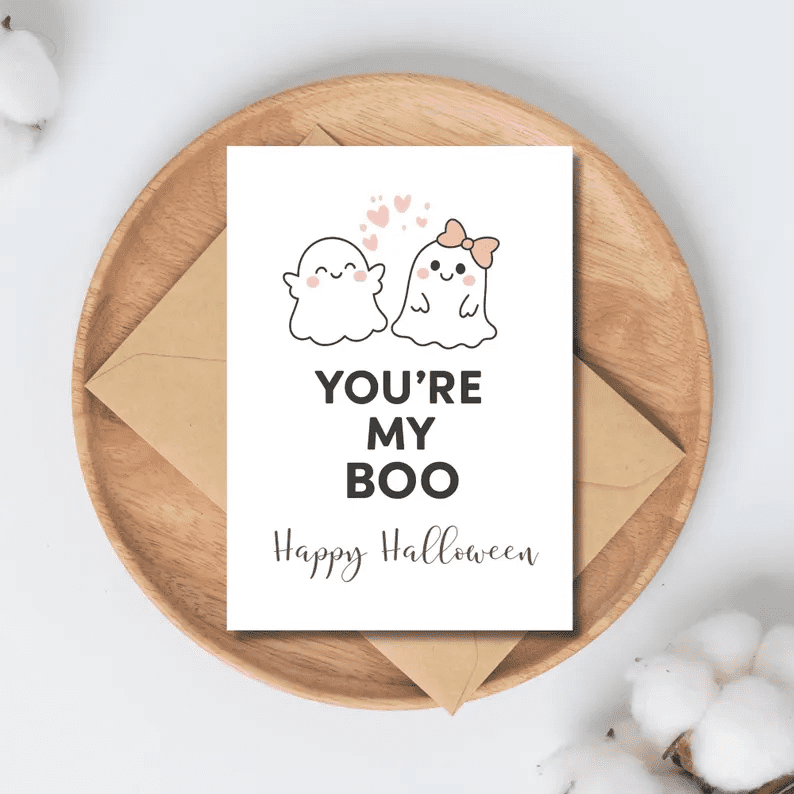 You’re My Boo Halloween Card – Cute Ghost Design with Heart Graphics ...