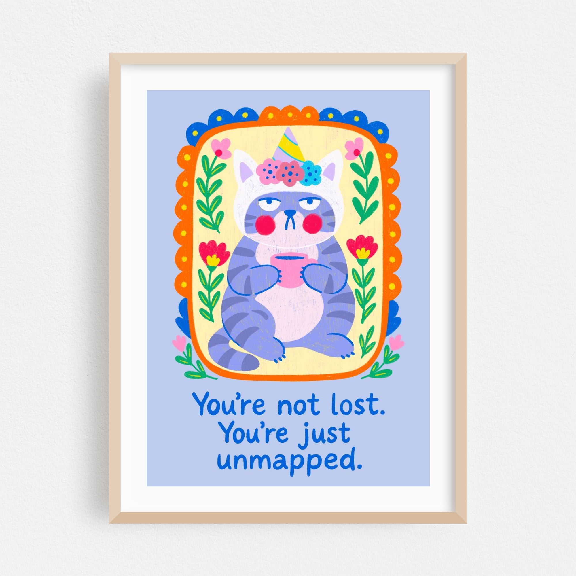 You’re Not Lost, Just Unmapped - Digital Art Cat Humor Quote ...