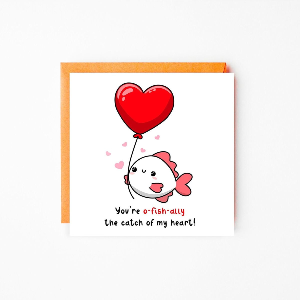 You're O-Fish-ally the Catch of My Heart! Cute Fish with Heart Balloon ...