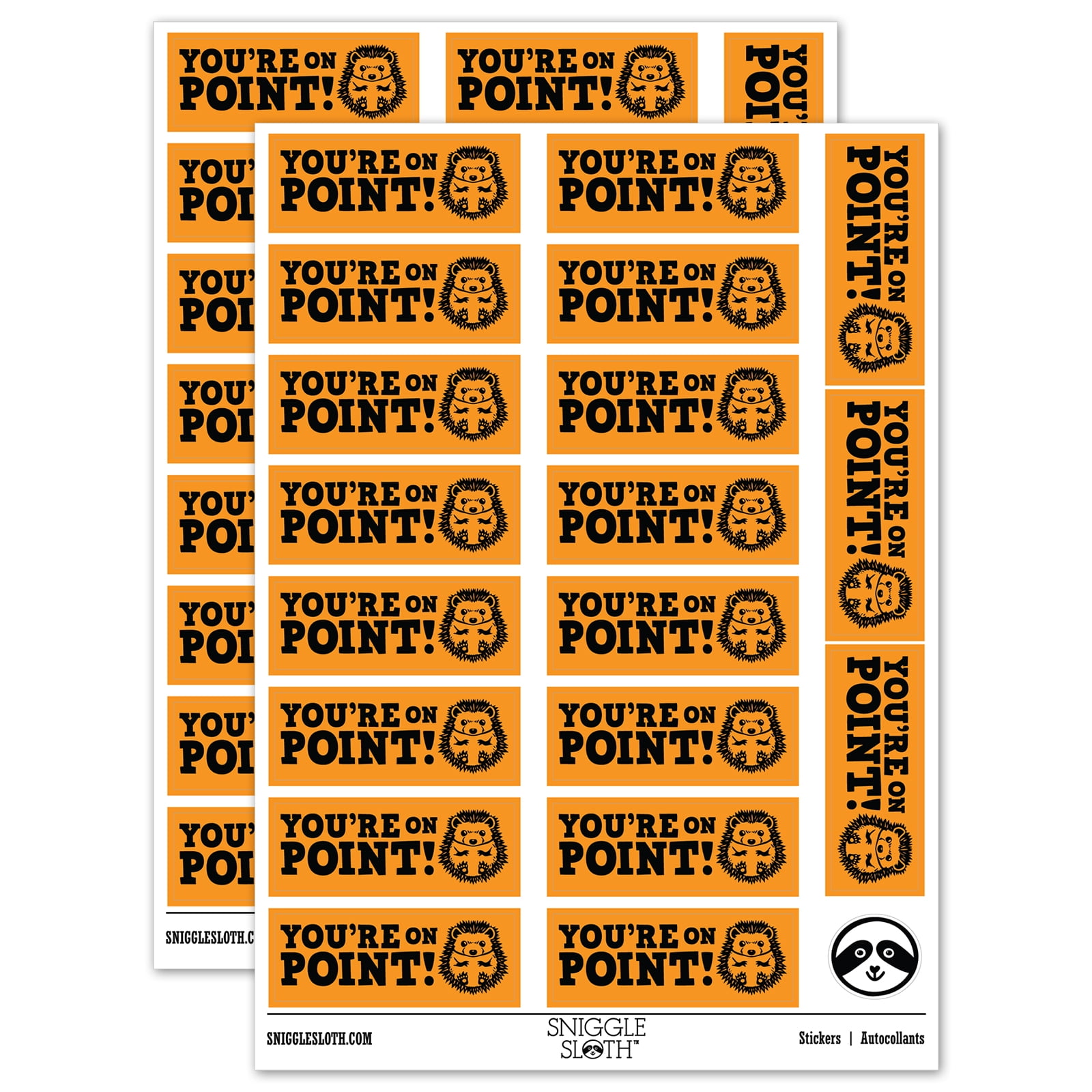 You're On Point Hedgehog Teacher Student School Sticker Set - Orange ...