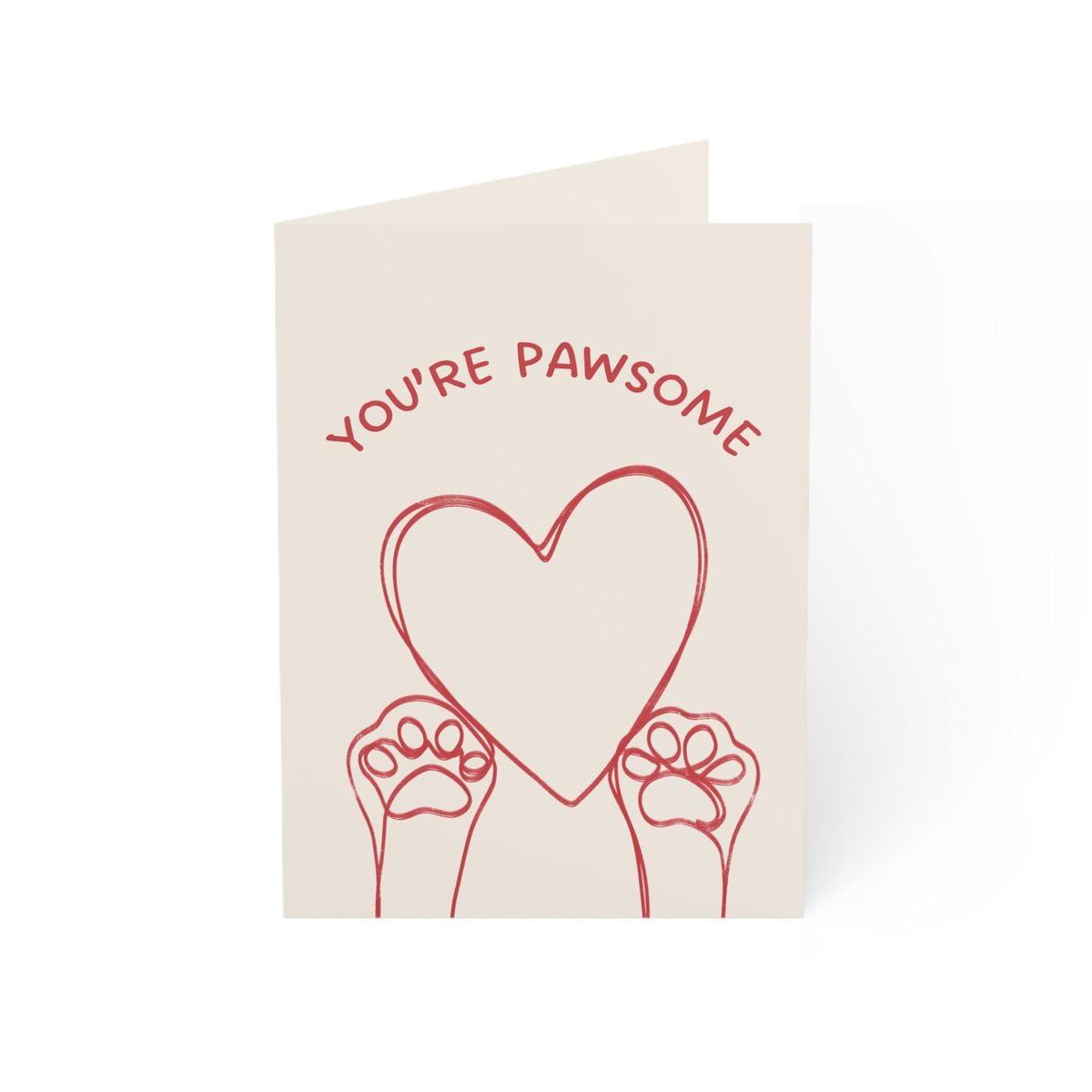 You're Pawsome Greeting Card – Heart Design with Cute Paw Prints ...